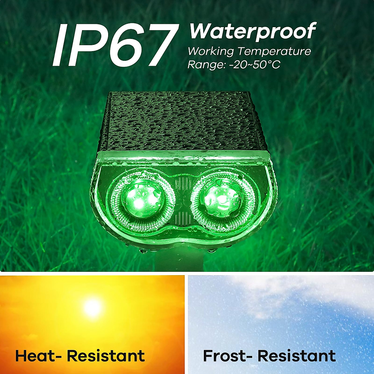 Linkind RGB Solar Spotlights Outdoor, Solar Lights Waterproof StarRayS 2-in-1 Spot Lights, IP67 Waterproof Solar Spot Light, Outdoor Lighting for Garden and Pathway, Auto On/Off, 2 Pack Color Changing