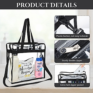 3 Pcs Clear Backpack Stadium Approved Transparent Backpack Clear Tote Bag with Zipper See Through PVC Messenger Handbag Stadium Approved Purse Transparent Crossbody Bags with Adjustable Strap for Work