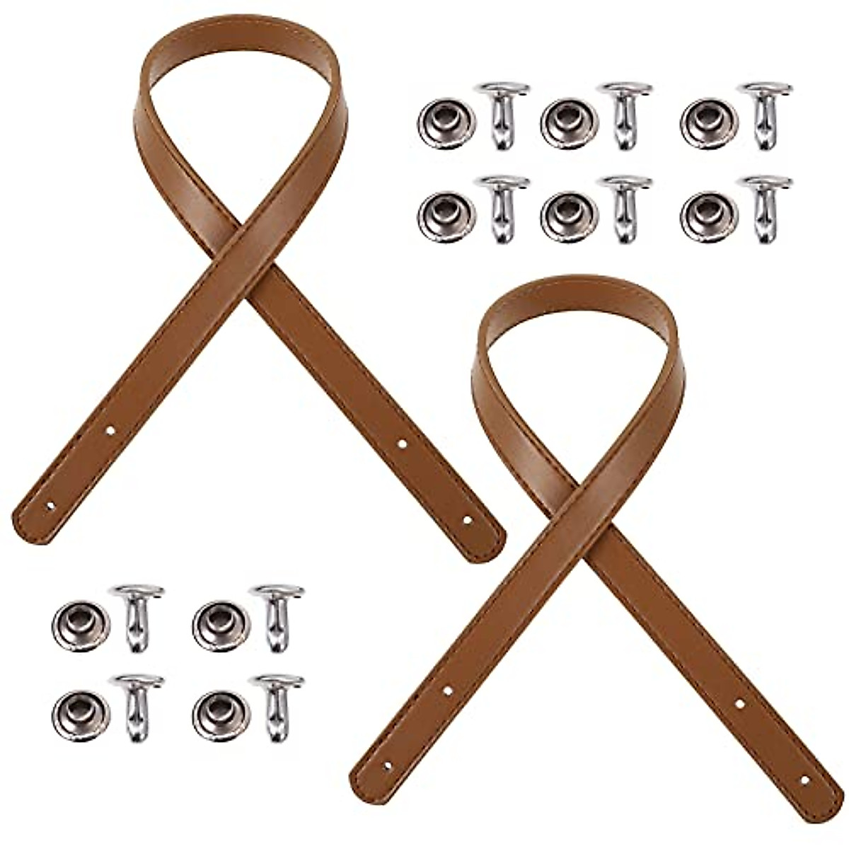 ULTNICE Crossbody Purse Strap 2 Set Leather Handbag Handles Cowhide Leather Purse Straps Replacement Belt with Rivets for DIY Purse Making Sewing Supplies Crossbody Tote