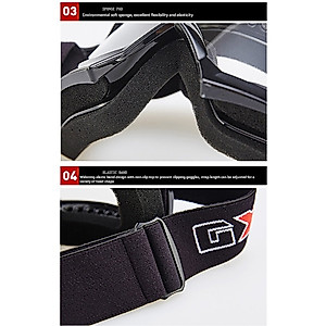 Wonzone Off Road Riding Motorcycle Bike Dirt Goggles Windproof Snowboard Ski Goggles Eyewear Adjustable UV Protective Outdoor Glasses Portable Motorcycle Cross-Country Goggles (Orange/Black, Rainbow)