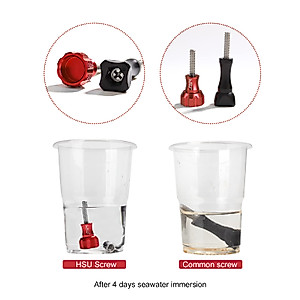 HSU Aluminum Thumbscrew Set + Wrench for Gopro Hero 13, 12, 11, 10, 9, 8, 7, 6, 5, 4, 3, AKASO Campark and Other Action Cameras (3pcs, Red)