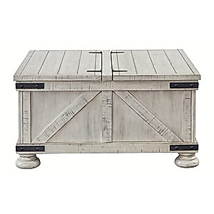 Signature Design by Ashley Carynhurst Casual Cocktail Table with Storage, Whitewash