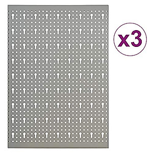 Tidyard 3 Piece Wall-Mounted Peg Boards, Steel Wall Panels with Holes, Metal Tool Pegboards Storage Organizer Gray for Garage, Workbench, Workshop 47.2 x 22.8 x 0.4 Inches (L x W x T)