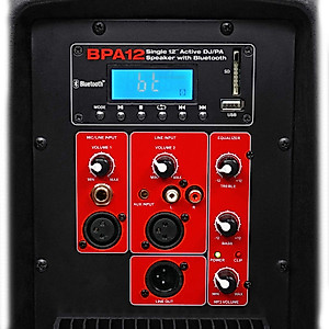 Rockville BPA12 12" Professional Powered Active 600w DJ PA Speaker w Bluetooth