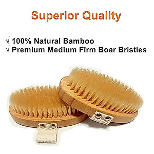 Body Brush Back Scrubber, COINPOTIA 18.7 inch Long Handle Detachable Body Brush with Dual Brushing Heads for Dry Brushing Shower, Bamboo Medium Firm Bristle Brush for Body Cellulite and Lymphatic