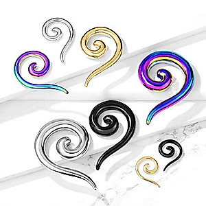 Covet Jewelry 316L Surgical Steel Spiral Tapers (8 GA (3mm), Black)