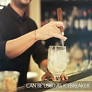 2 Pack 9"Ice Picks,Sturdy Stainless Steel Ice Picks For Breaking Ice with Safety Cover,Non-slip Wooden Handle For Kitchen,Bars,Bartender,Camping (Ebony)