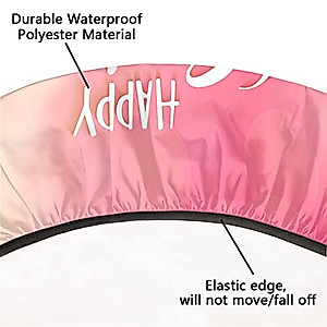 Easter Round Tablecloth with Elastic Edge, Happy Easter Rabbit Bunny Egg Fitted Tablecloth Washable Wipeable Spillproof Polyester Table Cover for Kitchen Dining Party Holiday Fits Round Table 45-56 In