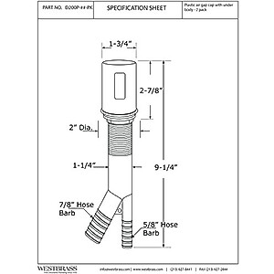 Westbrass Plastic Air Gap, 2 Pack, Polished Chrome, D200P-CP-PK