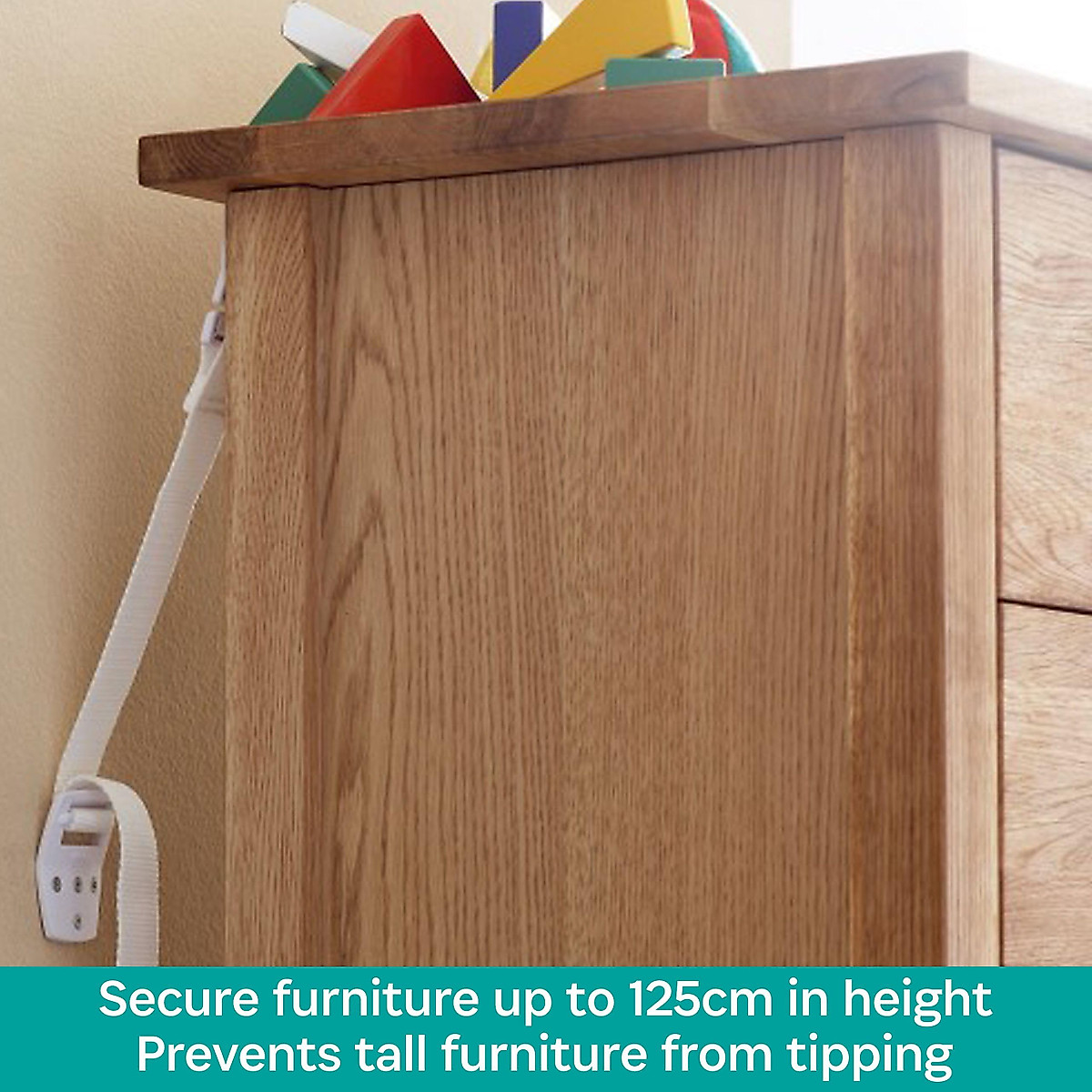 KidCo Anti-Tip Furniture Straps - Anti Tip Safety Straps, TV & Furniture Straps for Child Safety, Two Pack, White