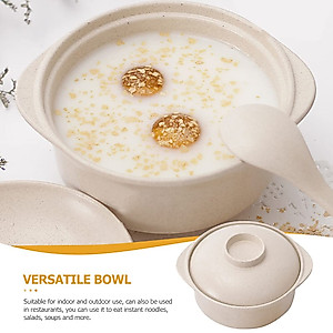 Hemoton Noodle Bowl Miso Soup Bowls Microwave Noodle Bowls with Lid Large Wheat Straw Soup Mug for Soup, Noodle, Ramen Ramen Bowl Wheat Straw Fiber Bowl