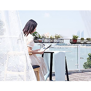 Mairuker Balcony Railing Shelf Flower Pot Stand Rack, 23.5 Inches Iron Hanging Flower Rack Basket Shelf with Hooks for Outdoor Garden Balcony Fence Patio (Black)