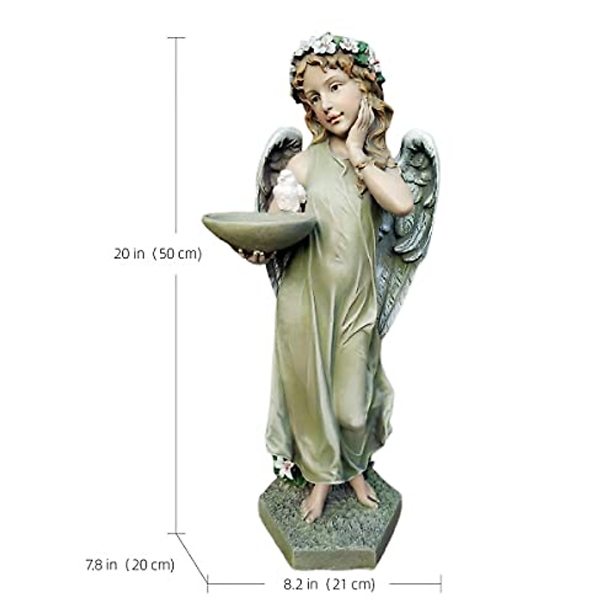 CHRUI Angel Outdoor Garden Decor Statues, 20 inch Solar Outdoor Patio Angel Art Garden Cemetery Decorations Statue for Patio, Lawn, Yard Decoration, Housewarming Garden Unique Gift