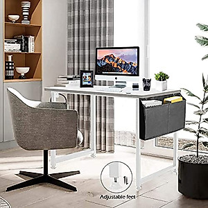 Lufeiya White Computer Desk for Bedroom - 40 inch Simple Modern Study Table Kid Girls Student Home Office Writing Desk, White