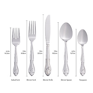 RiverRidge 5417-843-P Rose 46 Piece Monogrammed Flatware Set, Letter P, No size, Silver