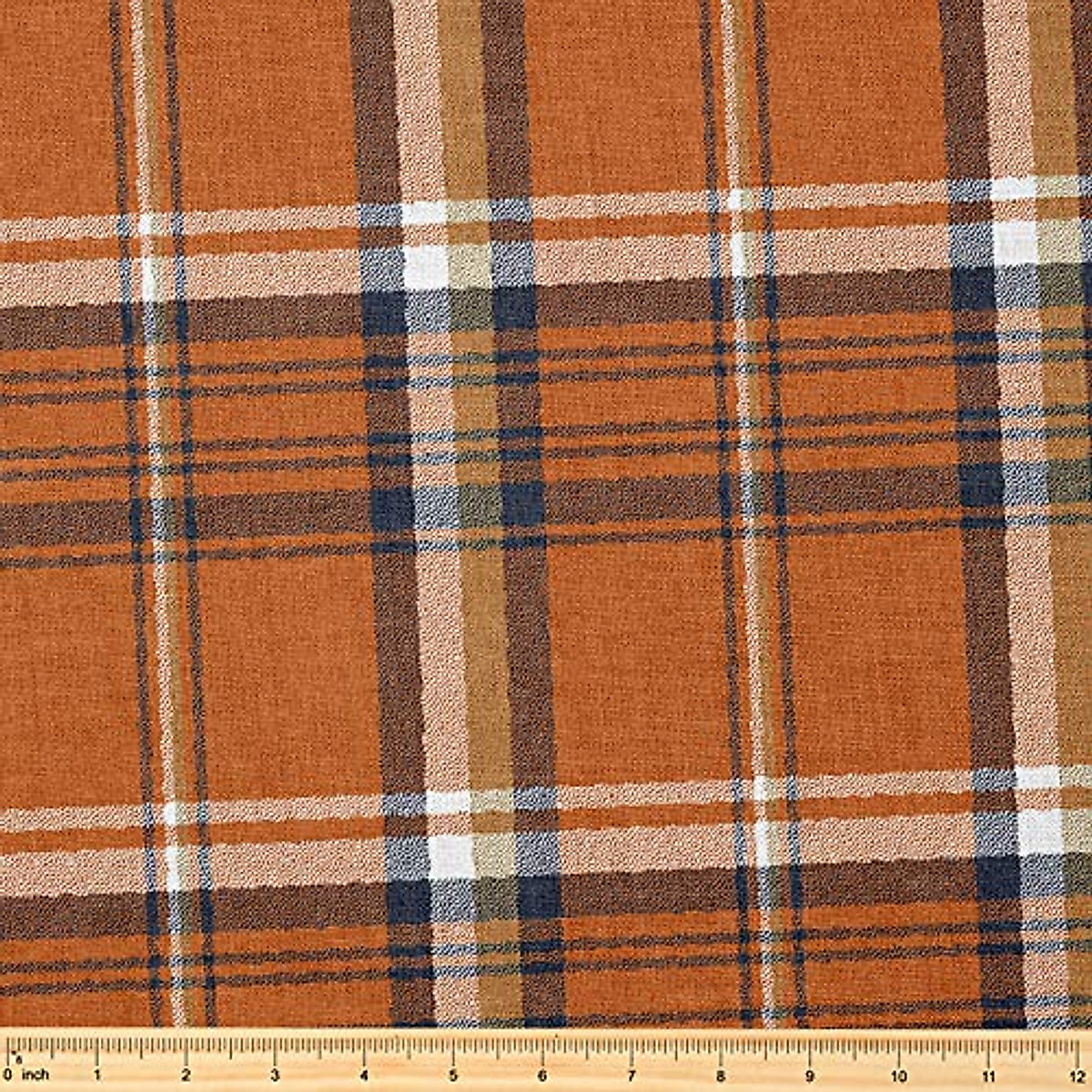 KoolSwitch Fabric by The Yard [ 58inch inches x 1 Yard ] Decorative Fabric for Sewing Quilting Apparel Crafts Home Decor Accents (Orange Check Plaid Pattern)