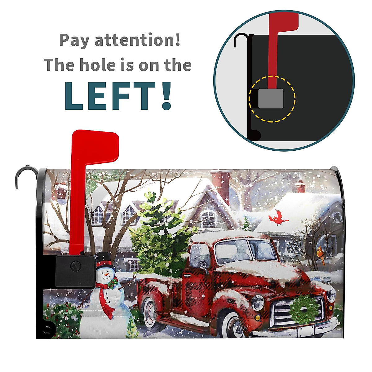 Red Buffalo Plaid Snowman Xmas Mailbox Covers - Winter Post Box Cover with Magnetic Closure - Waterproof & Standard Size 21x18 inch for Garden Yard Home Decor