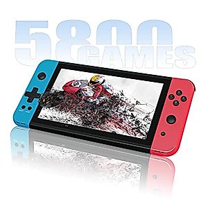 X70 Handheld Game Console 7.0 inch Pro Retro Games Consoles Classic Video Games Pad Style Preinstalled System Built-in Rechargeable Battery Gaming Consoles 64GB Blue Red