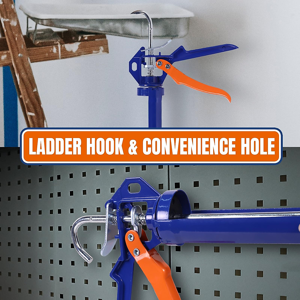 WADFOW Caulking Gun, No Drip Caulk Gun,9" Drip Free Adjustable Hand Caulking Gun with Comfort Grip and 360° Rotary Design, Smooth Round Rod for 10oz Caulk Tubes,WCG4109D, Blue