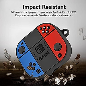 QINGQING Airpods 3rd Generation Cases 2021 Switch Case for Airpods 3 Case Cover Men Kids Teens Boys Wireless Charging Case with Keychain Accessories for Apple Gen 3