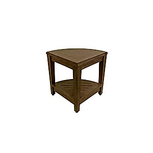 Decoteak Corner Shower Bench Teak Wood Corner Shower Stool with Shelf Extended Height SnazzyCorner Shower Foot Stool for Indoors and Outdoors - 23 inches Tall