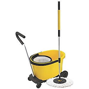 SMOP 360 Spin Mop Commercial, Microfiber, Bucket, Floor Cleaning System for Stores and Households, Cart with Wheels, Replacement Head