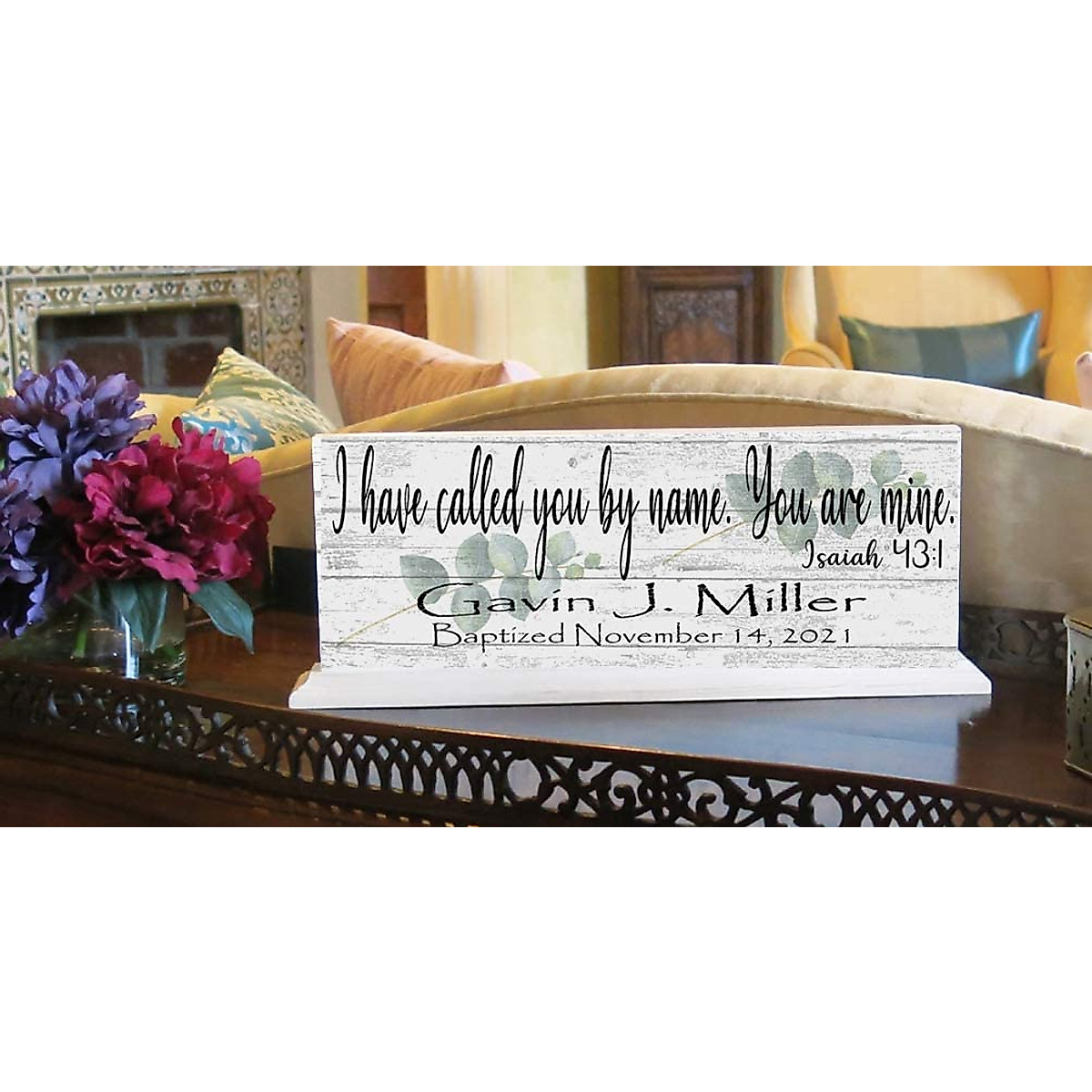 Baptsim Gift For Boys or Girls Personalized Christening Plaque Keepsake Present Bible Verse With Child's Name and Baptism Date (Called By Name)