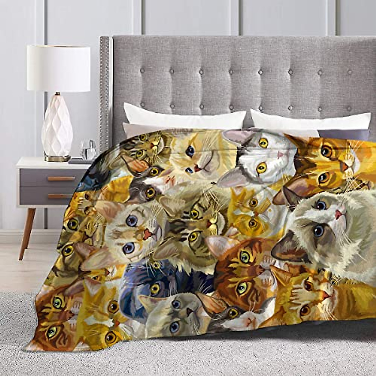 Bilibunny Cat Blanket Cat Gifts for Cat Lovers - All Seasons Sherpa Flannel Fleece Throw Blankets Soft Warm Plush Blanket for Women Girls Couch Sofa Bed Chair Camping & Travel (Kitty, 40"x55")