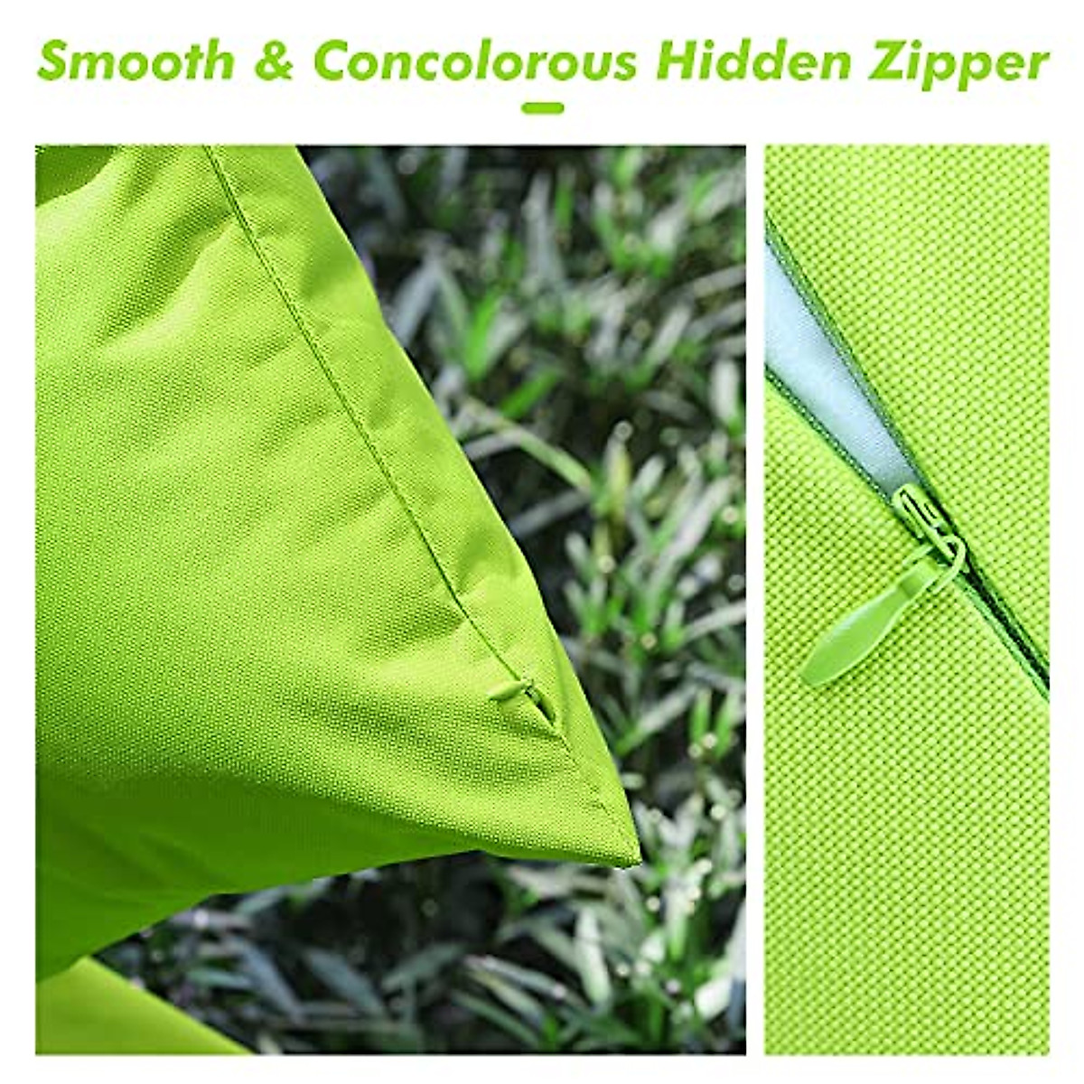 Lewondr Waterproof Throw Pillow Cover, 2 Pack Hello Printing Outdoor Throw Pillow Case UV Protection Garden Cushion Cover for Patio Sofa Couch Balcony Decor 18"x18"(45x45cm), Fluorescent Green