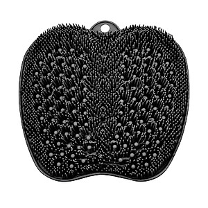 BESKAR Larger Shower Foot Scrubber Mat with Non-Slip Suction Cups- Cleans, Smooths, Exfoliates & Massages your Feet Without Bending, Improve Foot Circulation & Soothes Tired Feet- Black