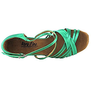 50 Shades Green Ballroom Latin Dance Shoes for Women: 2784LEDSS Green Satin 3" Slim Heel Size 10 1/2 (Special Order)