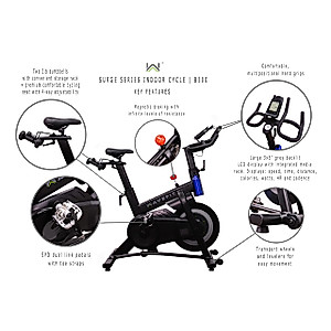 WaveFit B300 Surge Series Indoor Cycle Home Stationary Exercise Bike with 30-Lb Flywheel, Bluetooth Connectivity and Built-in Fitness Metrics Tracking, 275 lb Weight Capacity