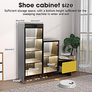 ylizeyu Shoe Cabinet/Rack LED Can Purify The Air,Intelligent Cabinet,Six Storage Cabinet,Storage Cabinet with Closet Function Standorganic Reinforced Glass Door with Reinforced Hinges Grey