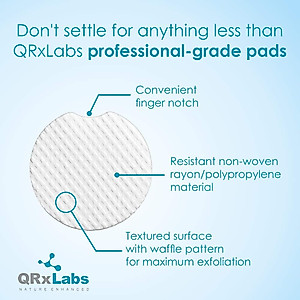 QRxLabs Glycolic Acid 10% Wrinkle Control Pads for Face & Body - 10% Glycolic Acid, Allantoin, Vitamins B5, C & E, Calendula & Green Tea Extract - Face Pads for Smooth Skin - Prevents Wrinkles & Lines