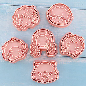 Anime Slayer Cookie Cutter With Plunger Stamps Set,6 Piece Stamped Embossed Cookie Cutter Molds for Biscuit Fondant Cheese Baking Molds