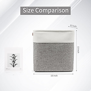 Bagnizer 13x13 Cube Storage Bins, Collapsible Fabric Storage Box, 4 Pack Closet Baskets with Handles for Organizing, Shelf, Toys, Clothes, Home, Office, Nursery (Grey&White)