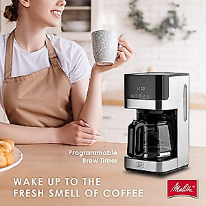 Melitta Aroma Tocco Glass Drip Coffee Maker | Programmable Coffee Machine | Glass Carafe Coffee Pot | 10 Cup Coffee Maker | Glass Touch Control Panel | Stainless Steel accented Coffee Maker