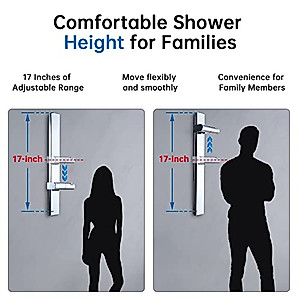 G-Promise No Drilling Metal Shower Slide Bar with Height and Angle Adjustable Handheld Shower Head Holder |Strong Adhesive Disc Mount or Wall-Mounted (Chrome)