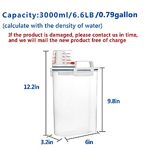 jioko 2Pack Plastic Transparent Tank, Rice Storage Barrel, Household Food Container Grain Storage Box for Oatmeal, Grain, Cereal, Pasta, Flour