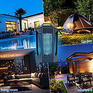 Bug Zapper Outdoor Indoor, 4200v High Powered Mosquito Zapper with Dusk to Dawn Light Sensor, 18W Electric Bug Mosquito Zapper Killer Up to 2300 Sq Ft for Patio Garden Home Kitchen