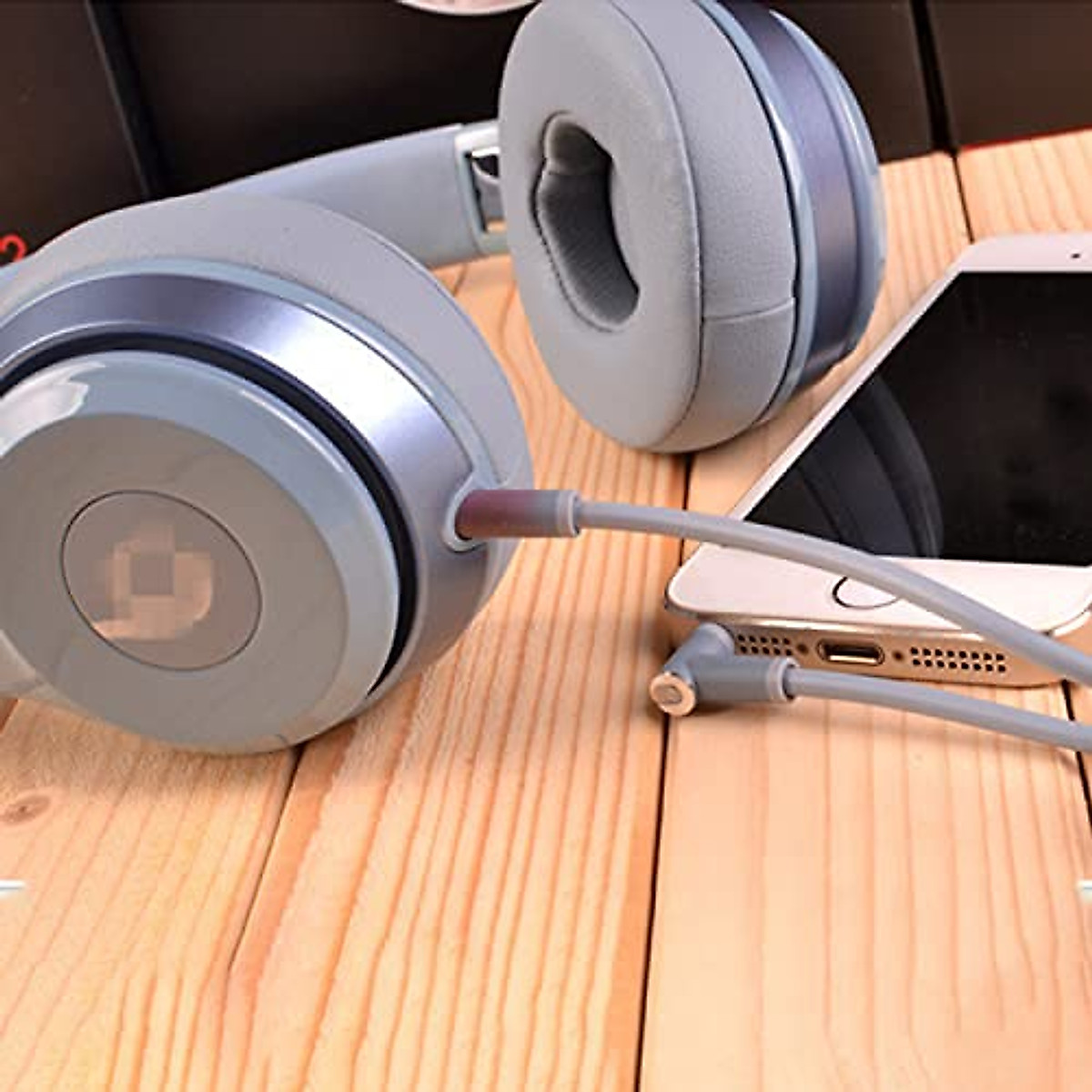 Replacement Audio Line Cable Cord Wire with in-line Microphone and Control is Compatible with Dr Dre Headphones Solo3 Studio2 Pro Detox Mixr Pill (White/1.4m)