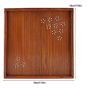 Wooden Tea Tray,Traditional Chinese Japanese Wooden Cherry Blossom Pattern Carved Hollow Square Tea Tray Coffee Fruit Snack Tray, widely Used in Restaurants, Home(18*18cm)