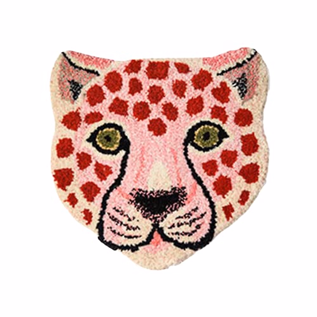 SISEY Soft Small Area Rugs, Tiger Shaped Rug Cute Cartoon Animals Lion/Panda Bath Mat Imitation Cashmere Non-Slip Absorbent Mats Carpet Door Use for Shower, Bedroom, Living Room, Pink Leopard