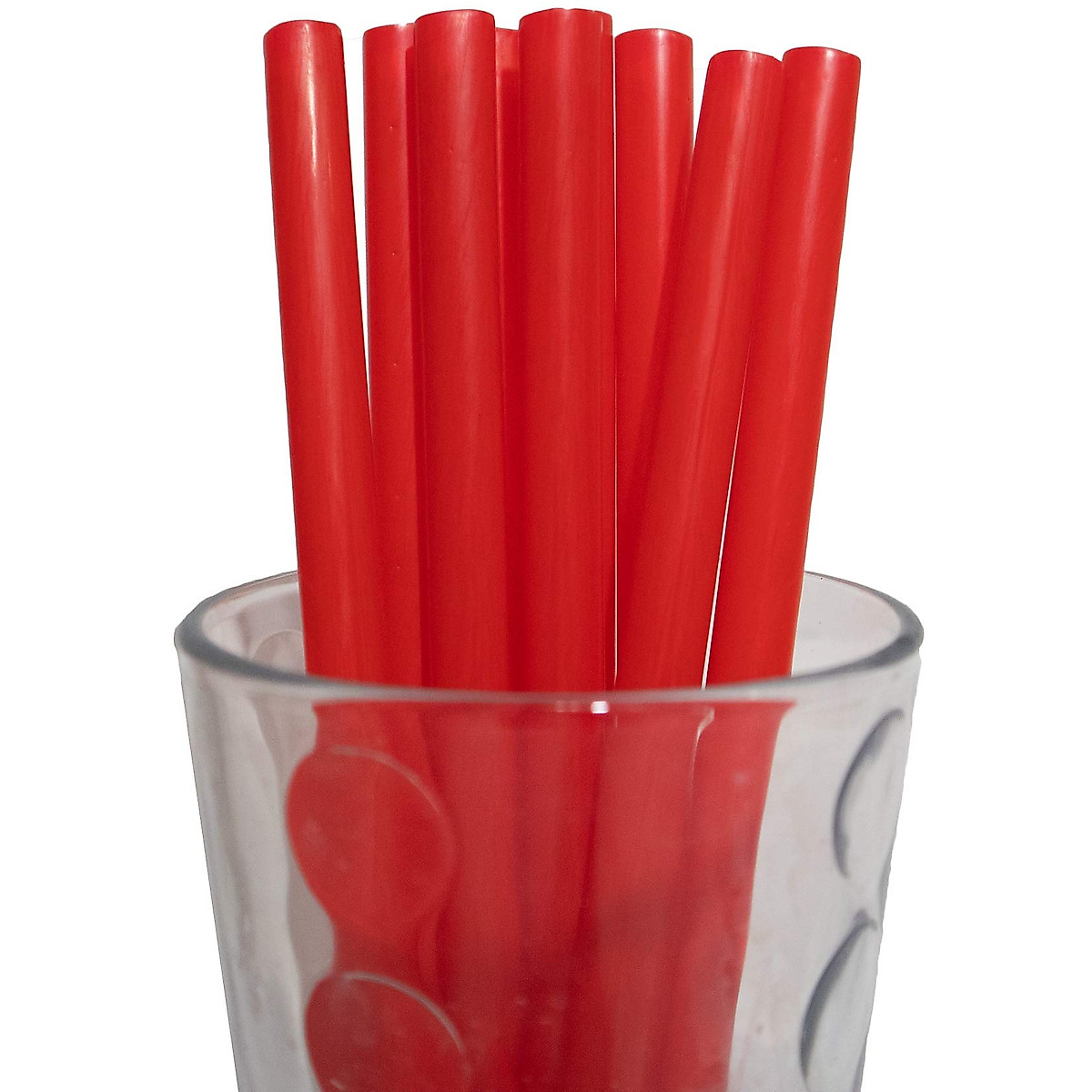 Made in USA Pack of 250 Unwrapped BPA-Free Plastic Smoothie & Boba Drinking Straws (Red - 8.5" X 0.50")