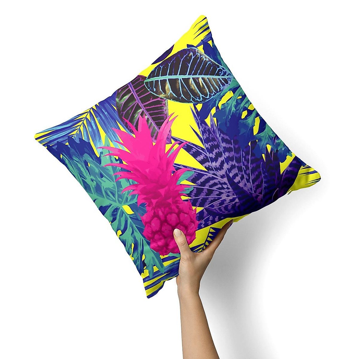 iiRov Summer Design Ink-Fuzed Decorative Throw Pillow - Hype Fluorescent Summer Pineapple Pattern