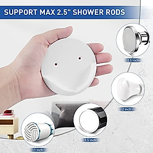 Shower Curtain Rod Holders for Wall – Adhesive Bathroom Tension Rod Retainer with Deeper Bracket Include Strong Tape for No Drilling Quick Mount and 304 Screws for Permanent Installation (Gloss White)