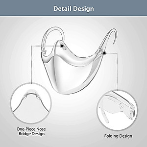 DIGIGRE 2PCS Transparent Face Shield, Lightweight Anti-Fog Protective Face Mask, Durable Breathable Visible Expression Face Mask, Plastic Reusable Washable Clear Face Shield for Men and Women