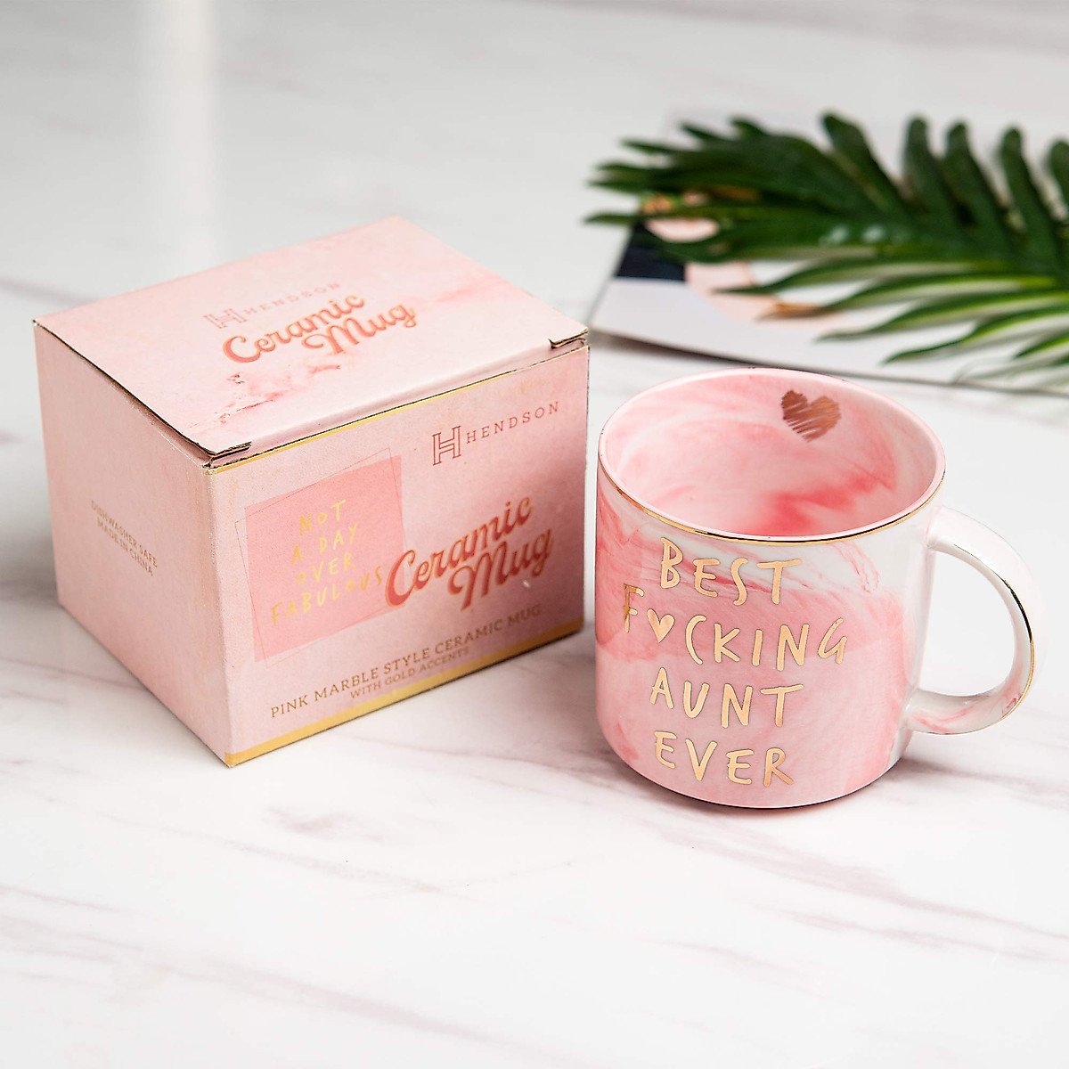 Hendson Aunt Gifts from Niece, Nephew - Best Aunt Ever - Funny Gift for Aunts - BAE Best Aunt Ever Gifts for Birthday - Great Auntie Gifts - Cute Favorite Aunt Mug, Ceramic 11.5oz Coffee Cup