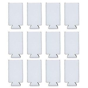 SNERTZ 15 Pack Slim Can Cooler White Blank DIY Sublimation Durable Neoprene Insulated Skinny Beer, Seltzer Can Holder Cooler Coolies Fits 12oz Cans
