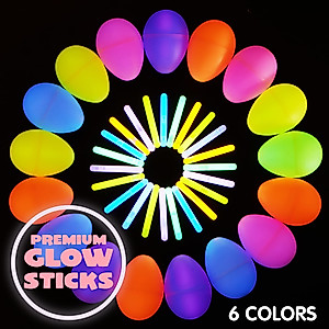 JOYIN 35 Easter Eggs with Mini Sticks (70PCs Total) for Kids Glow-in-The-Dark Basket Stuffers Fillers Gift, Easter Hunt Game Party Favors Decorations Supplies, Classroom Prizes.